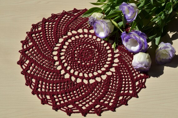 Lovely Doily New Round Doily Maroon Doily Cotton Doily Gift | Etsy