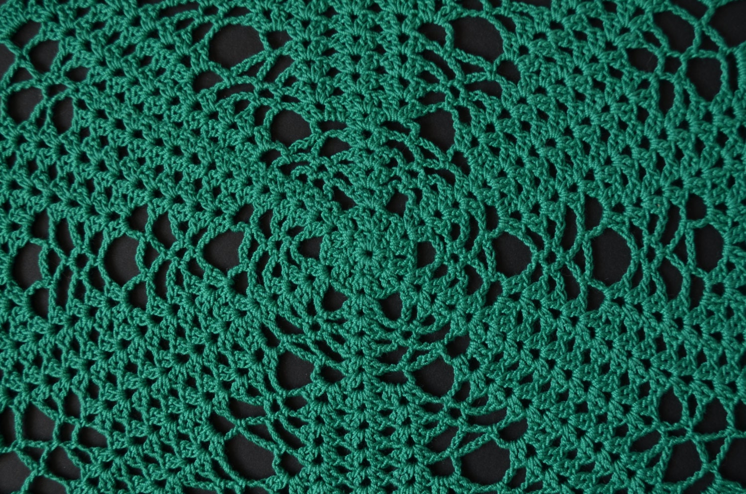 Lovely Big New Round Green Cotton Hand-crocheted Doily | Etsy