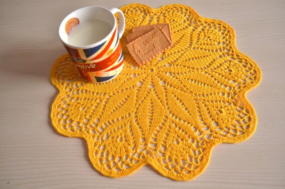 Crochet Doily Sunny Medium Doily New Doily Round Knitted Doily | Etsy