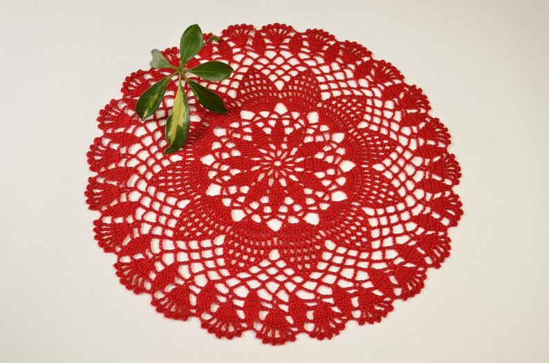 Crochet doily new beautiful medium red crochet doily handmade | Etsy