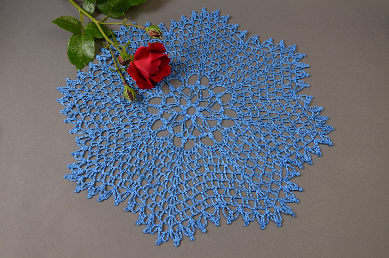 Lovely Big Doily New Round Doily Blue Doily Cotton | Etsy