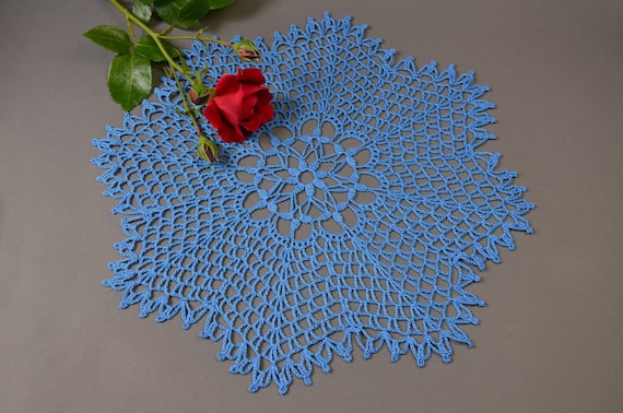 Lovely Big Doily New Round Doily Blue Doily Cotton | Etsy