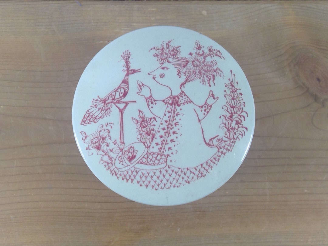 Bjorn Wiinblad Nymolle Denmark “praline” Red and White Candy/salt/sugar ...