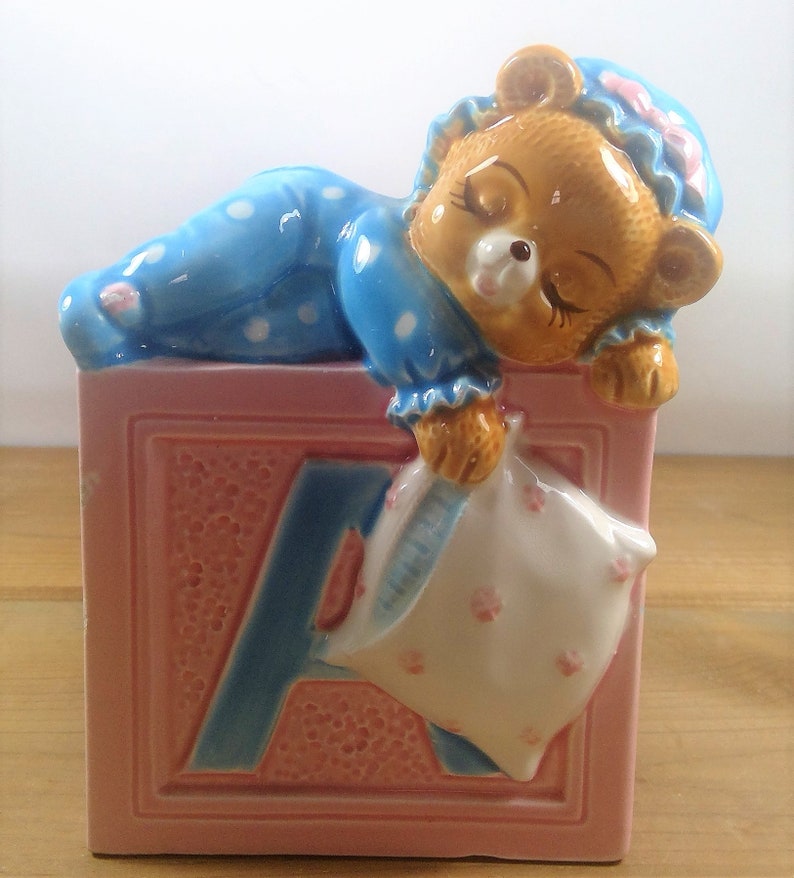 Vintage Japan Anthropomorphic LEFTON Block Letters Sleepy Bear | Etsy