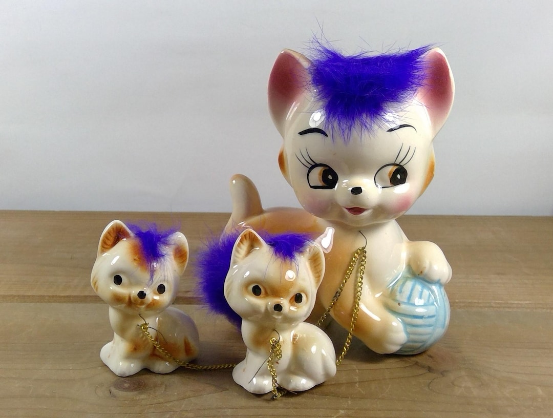 Antique Vintage Japan Adorable Anthropomorphic Ceramic Chained Cat and ...