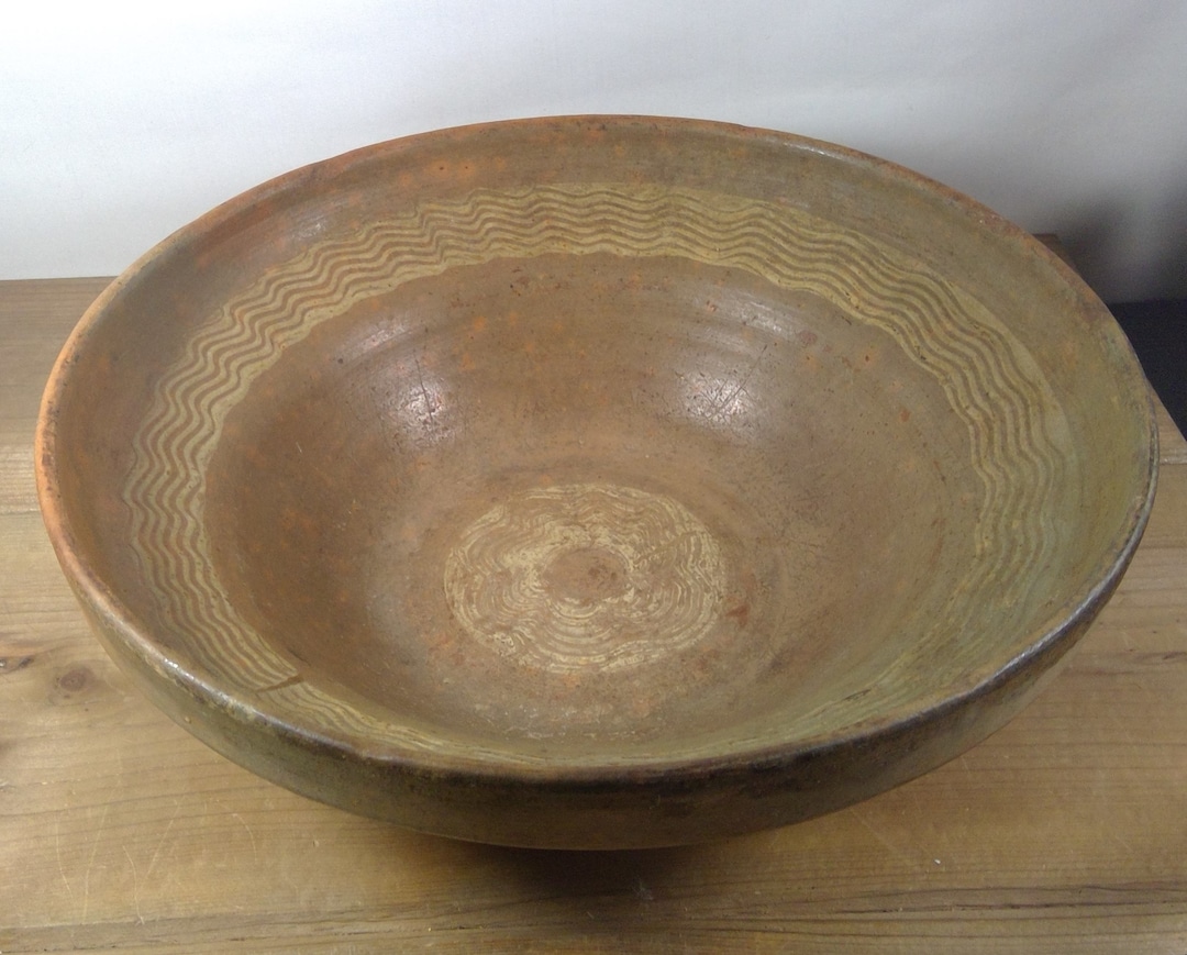 Fine Antique France French Pottery Farmer Bowl 1830-50s REDWARE Waves ...