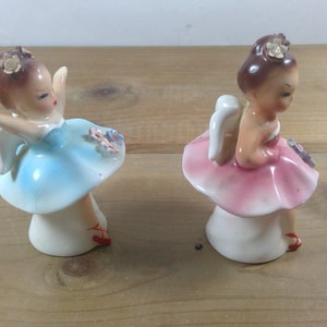 Vintage Lefton Ballerina Angel Fairy Girls Rhinestones Salt & Pepper ...