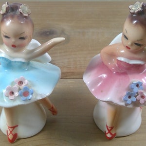 Vintage Lefton Ballerina Angel Fairy Girls Rhinestones Salt & Pepper ...