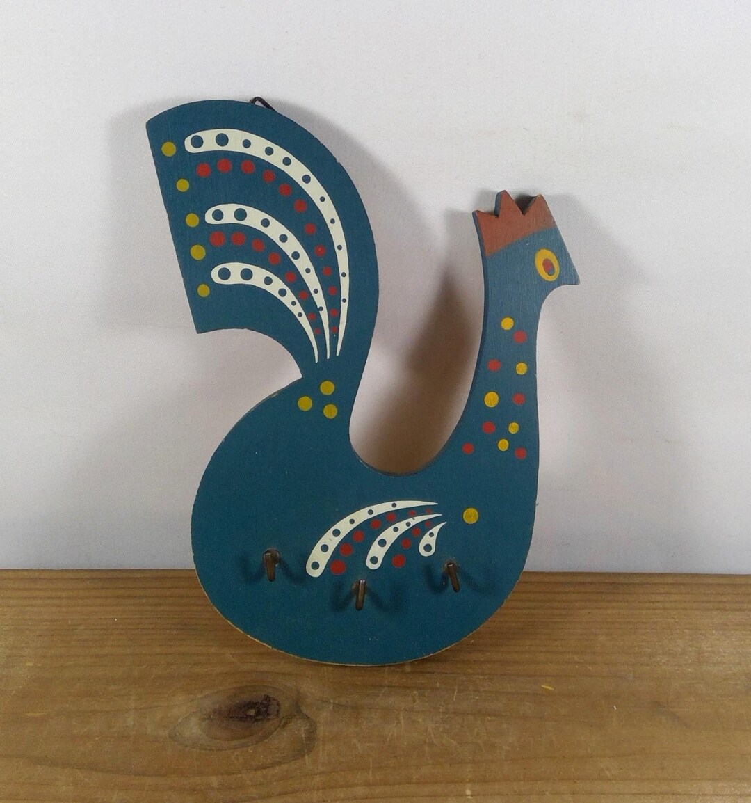 Mid Century Vintage Wooden Norwegian Folk Art Hand Painted Bird Key ...
