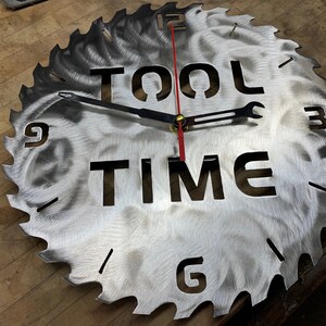 10" TOOL TIME Circular Saw Blade CLOCK Real Steel! Metal Art - Handmade ...