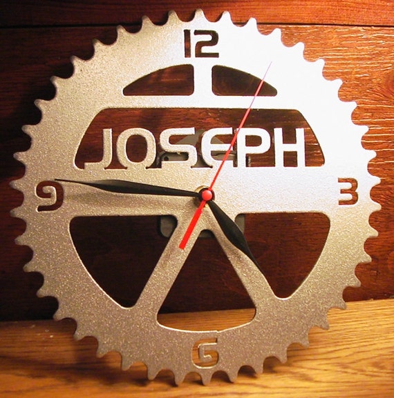 10 Bike Sprocket Clock W/your TEXT in Real Steel Metal - Etsy