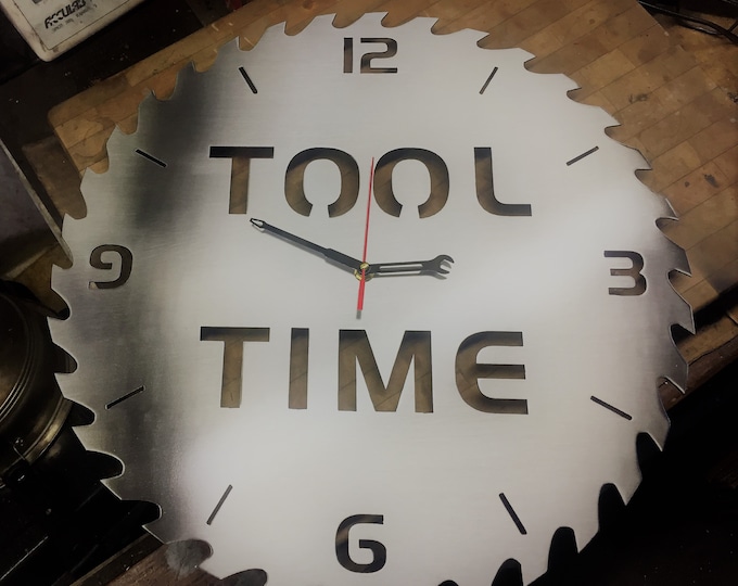 18" TOOL TIME Circular Saw Blade Wall Clock Metal Art Decor - Handmade ...