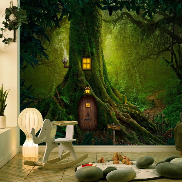 Magical Forest Wall Mural / Enchanting Bridge / Fairy Paradise - Etsy