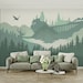 Castle Wall Mural in Light Green Colors - Self-adhesive Vinyl Removable ...