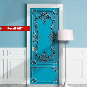 Door Mural Blue Classic Door. Decal for Window, Wall, Fridge, Sticker ...