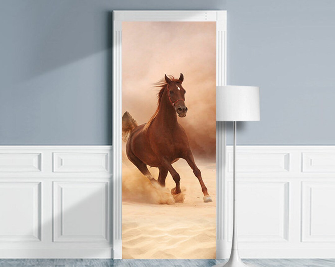 Door Mural Running Horse Steed in Desert Sand. Decal for - Etsy