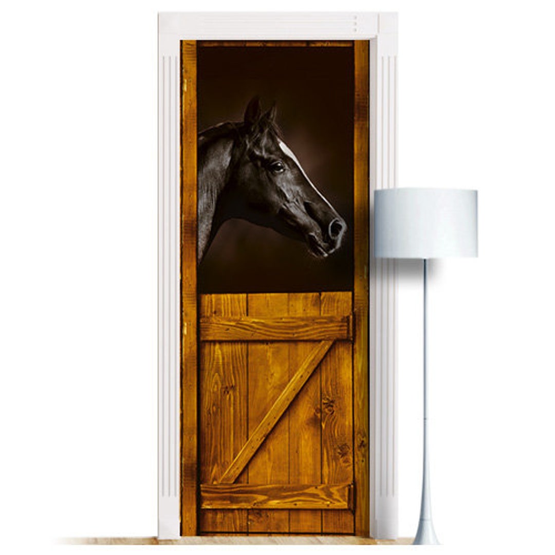 Black Horse Door Mural - Farm Stall Door Cover, Peel and Stick ...