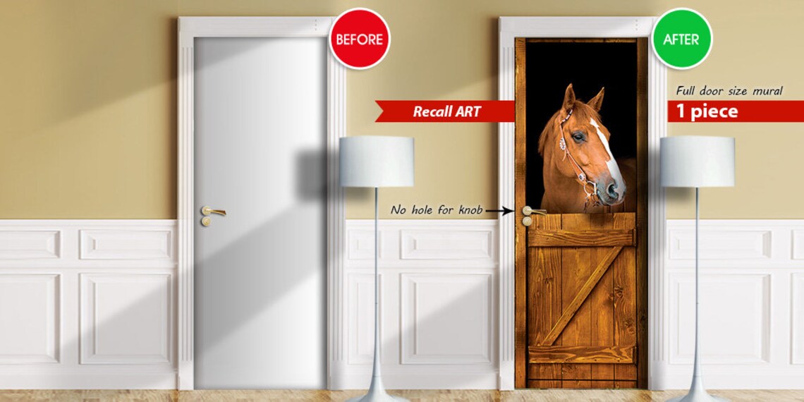 Horse in Stall Sticker for Door Wall or Fridge. Peel & | Etsy