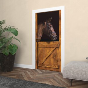 Chestnut Horse Door Mural - Farm Stall Door Cover, Peel and Stick ...