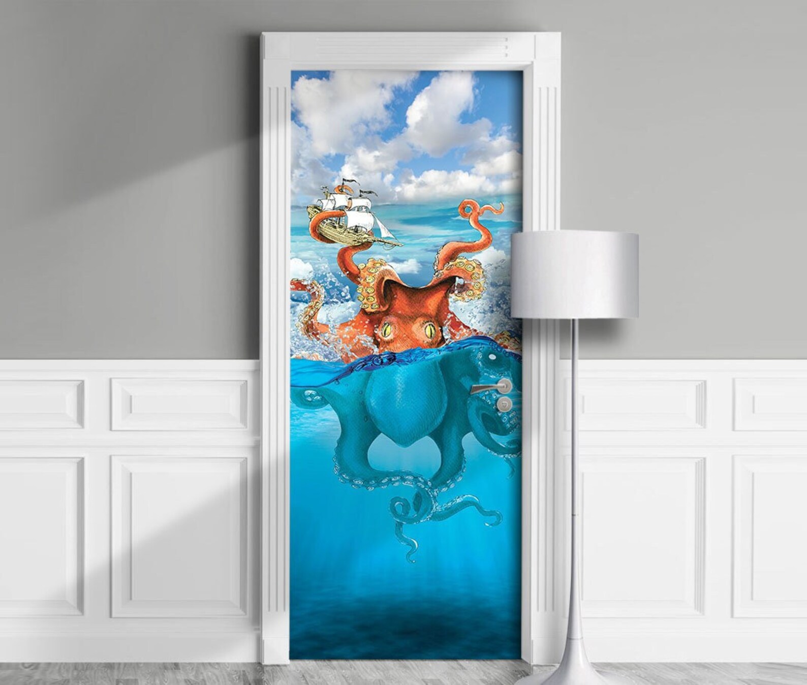Angry Octopus Door Mural Removable Decal Self-adhesive - Etsy