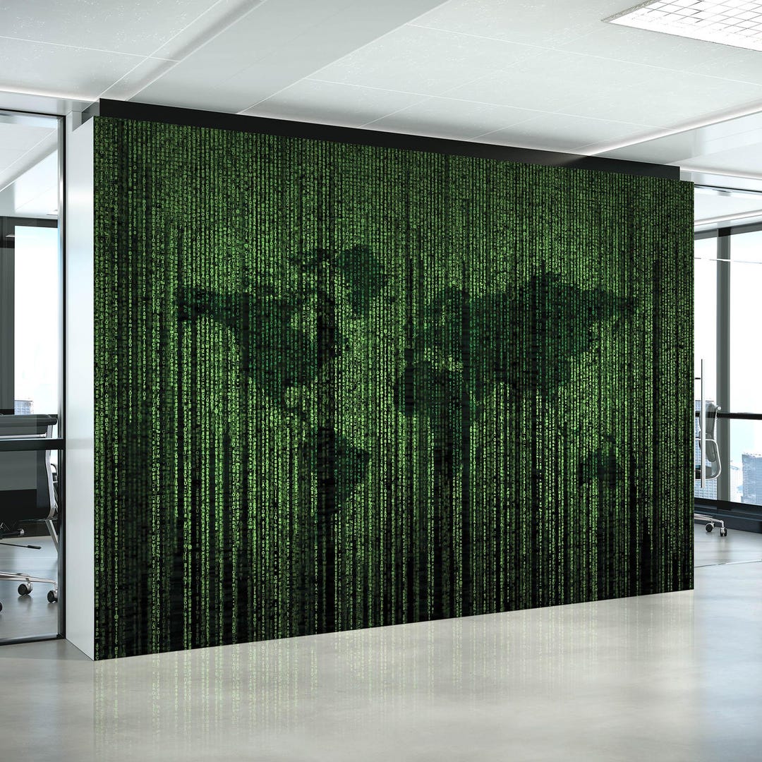 Digital World Wall Mural, Decor for IT Department, Removable Decal ...