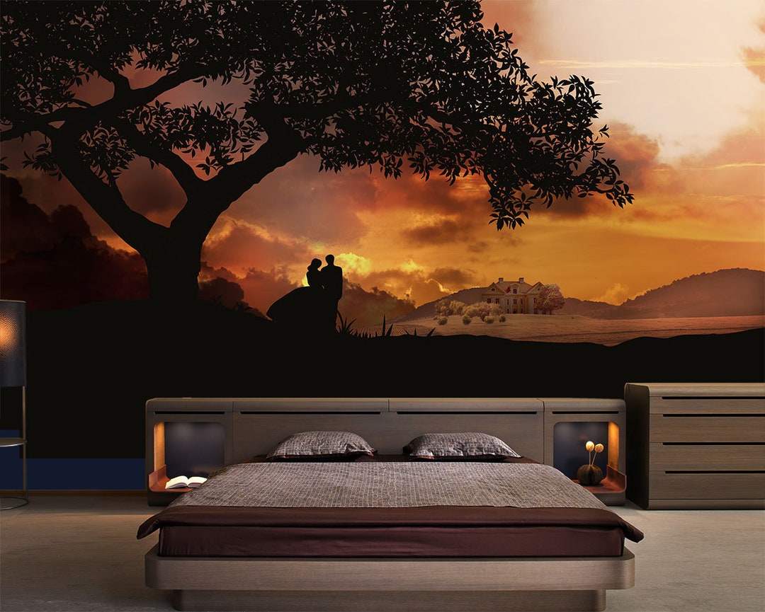 Wall Mural - Romantic Couple in the Wind. Sunset - Self-adhesive ...
