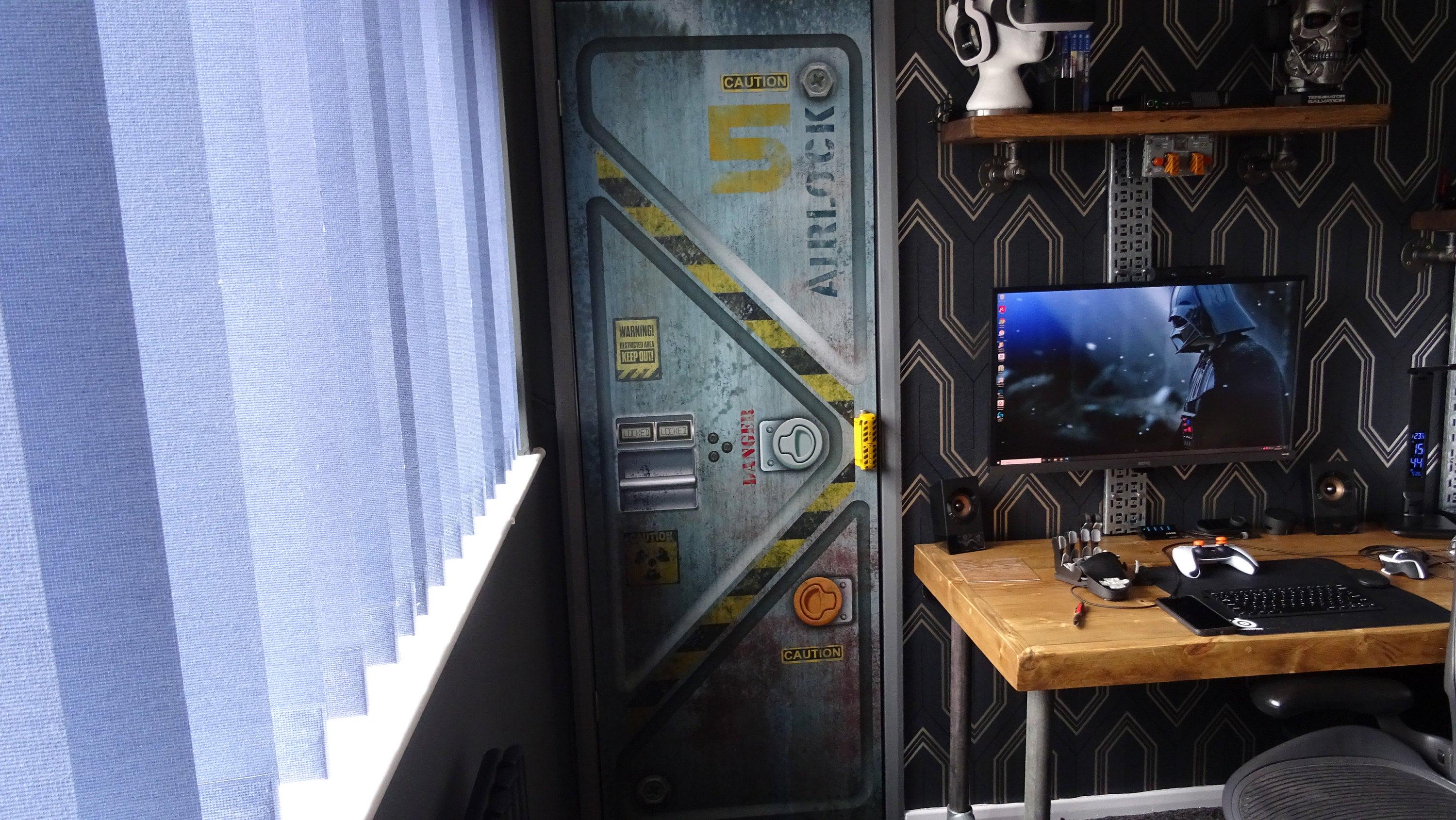 Door Wrap Sci-fi Armored Bunker Design, Removable Peel and Stick Vinyl ...