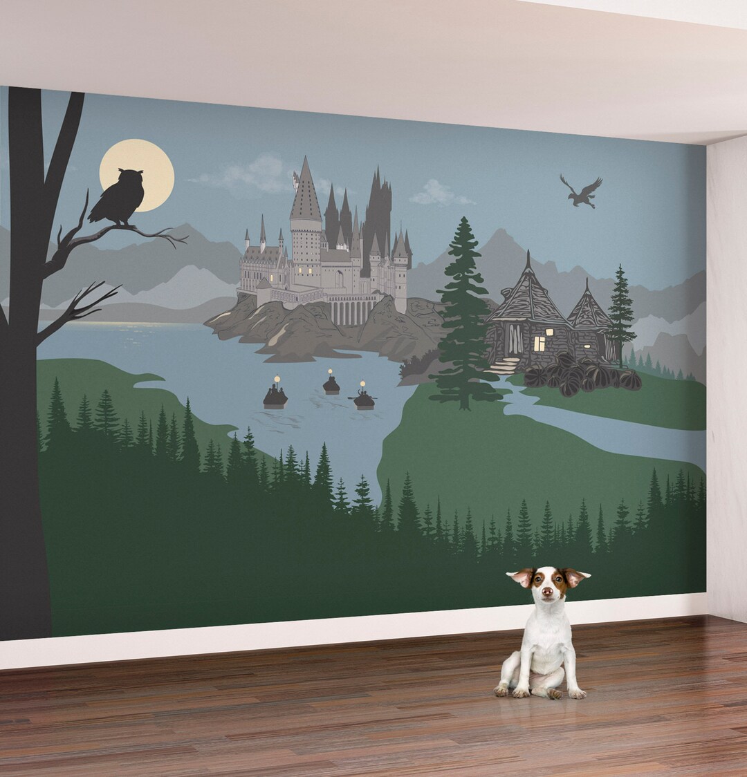 Castle Wall Mural in Pastel Colors - Self-adhesive Decal, Wallpaper ...