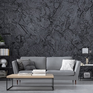 Black Stucco Removable Wall Mural Peel and Stick Decal - Etsy