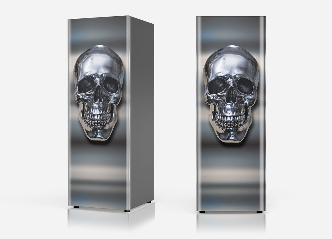 Iron Skull Fridge Wrap or Door Mural, Removable Decal, Self-adhesive ...