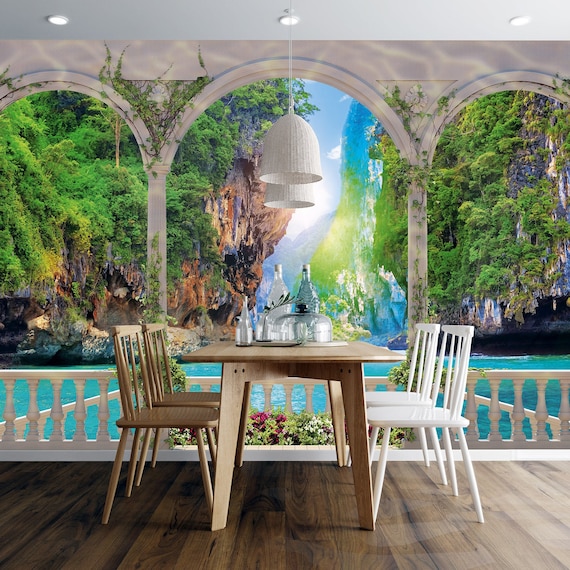 Wall Mural Villa Terrace Balcony. Sea. Self-adhesive | Etsy