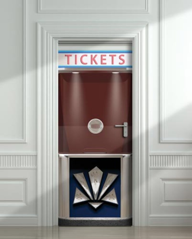Cinema Ticket Booth Door Mural With an Usher. Decal for | Etsy