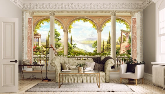 Antique Terrace Wall Mural. Balcony Arches. View of - Etsy