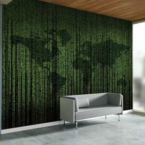 Digital World Wall Mural, Decor for IT Department, Removable Decal ...
