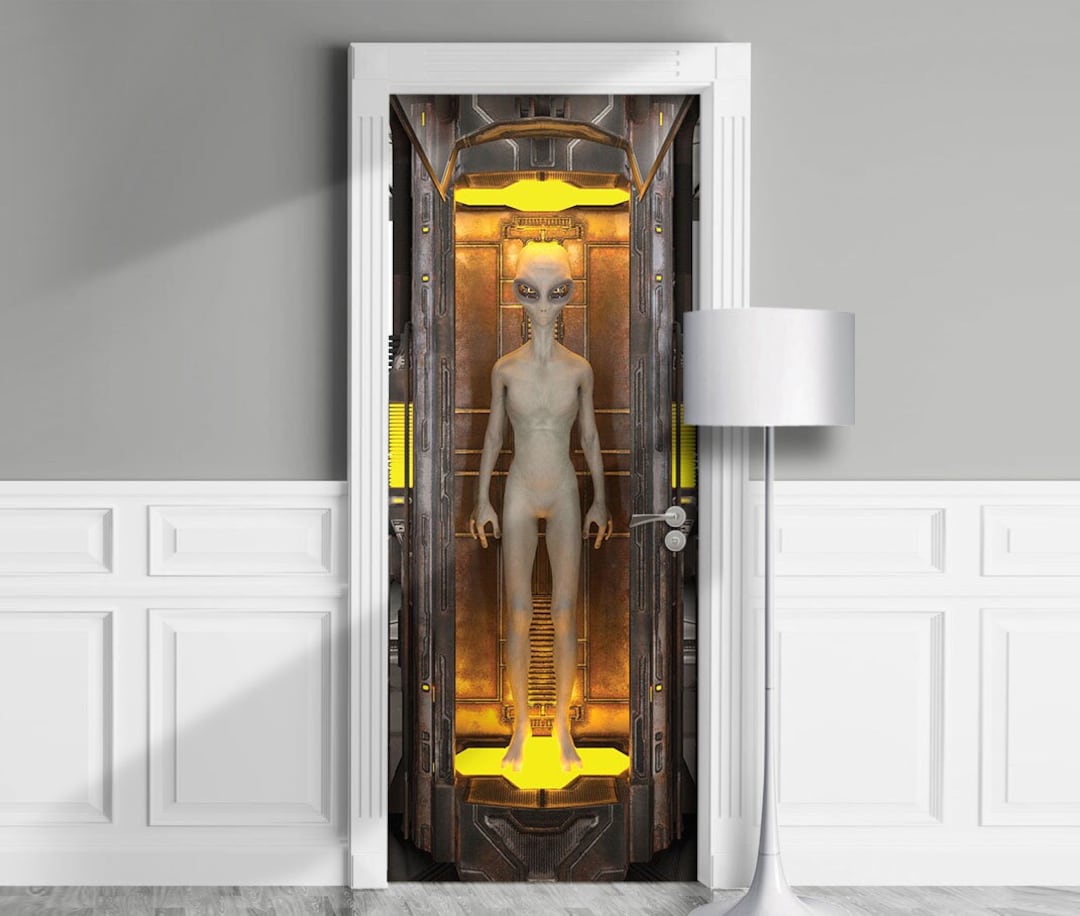 Alien Portal - Door Mural, Removable Decal, Self-adhesive Cover, Cling ...