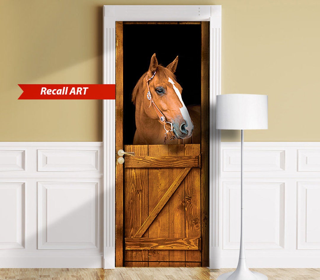 Horse in Stall - Sticker for Door, Wall or Fridge. Peel & Stick ...