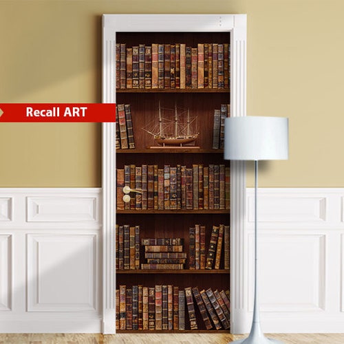 Door Mural Antique Books Shelves Bookcase Library. Decal - Etsy