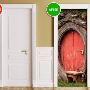 Sticker for Door / Wall / Fridge - Red Oval Door. Peel & Stick ...