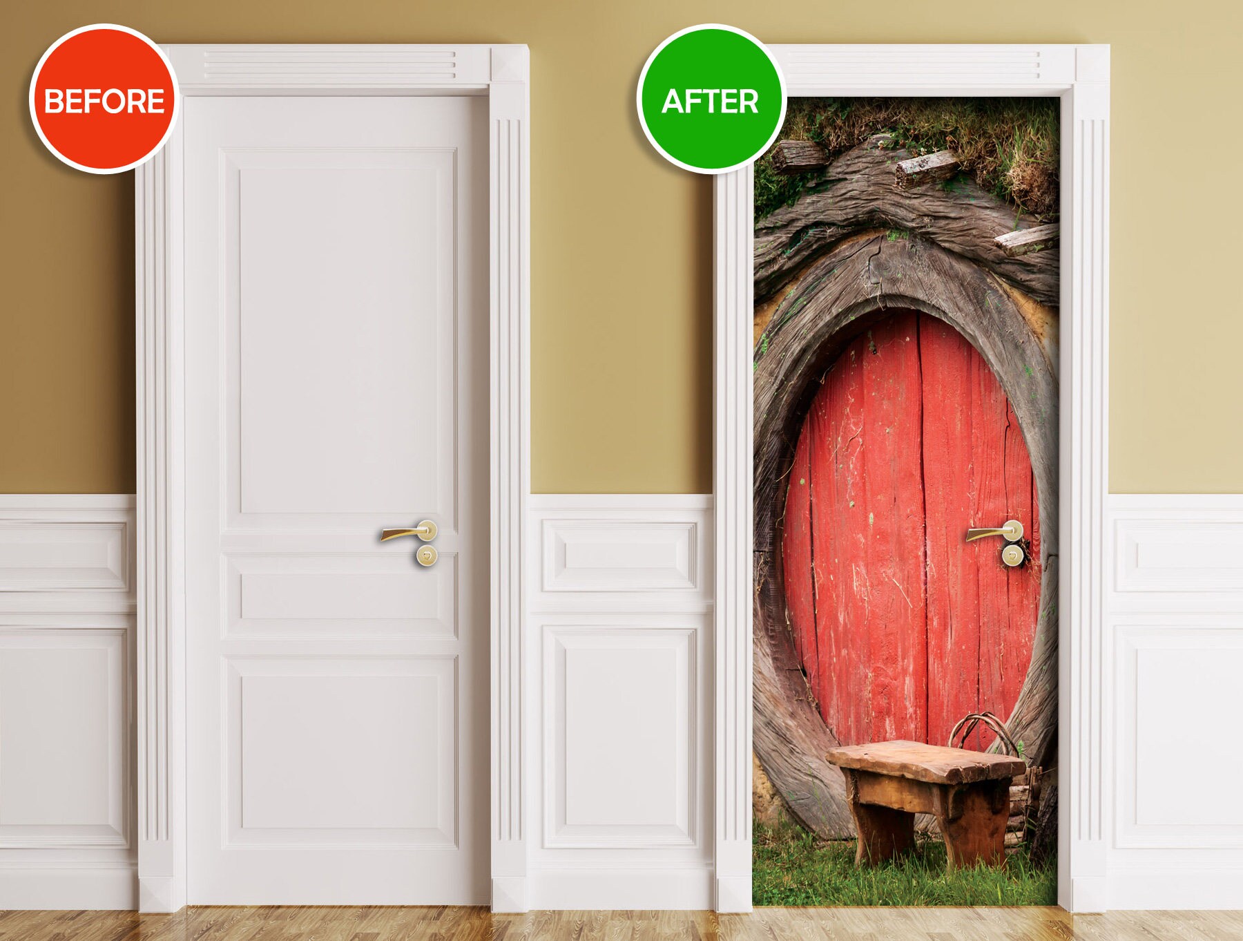 Sticker for Door / Wall / Fridge Red Oval Door. Peel & Stick | Etsy