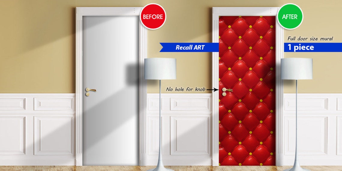 Red Leather Door Peel and Stick Door Mural Sticker Cover - Etsy