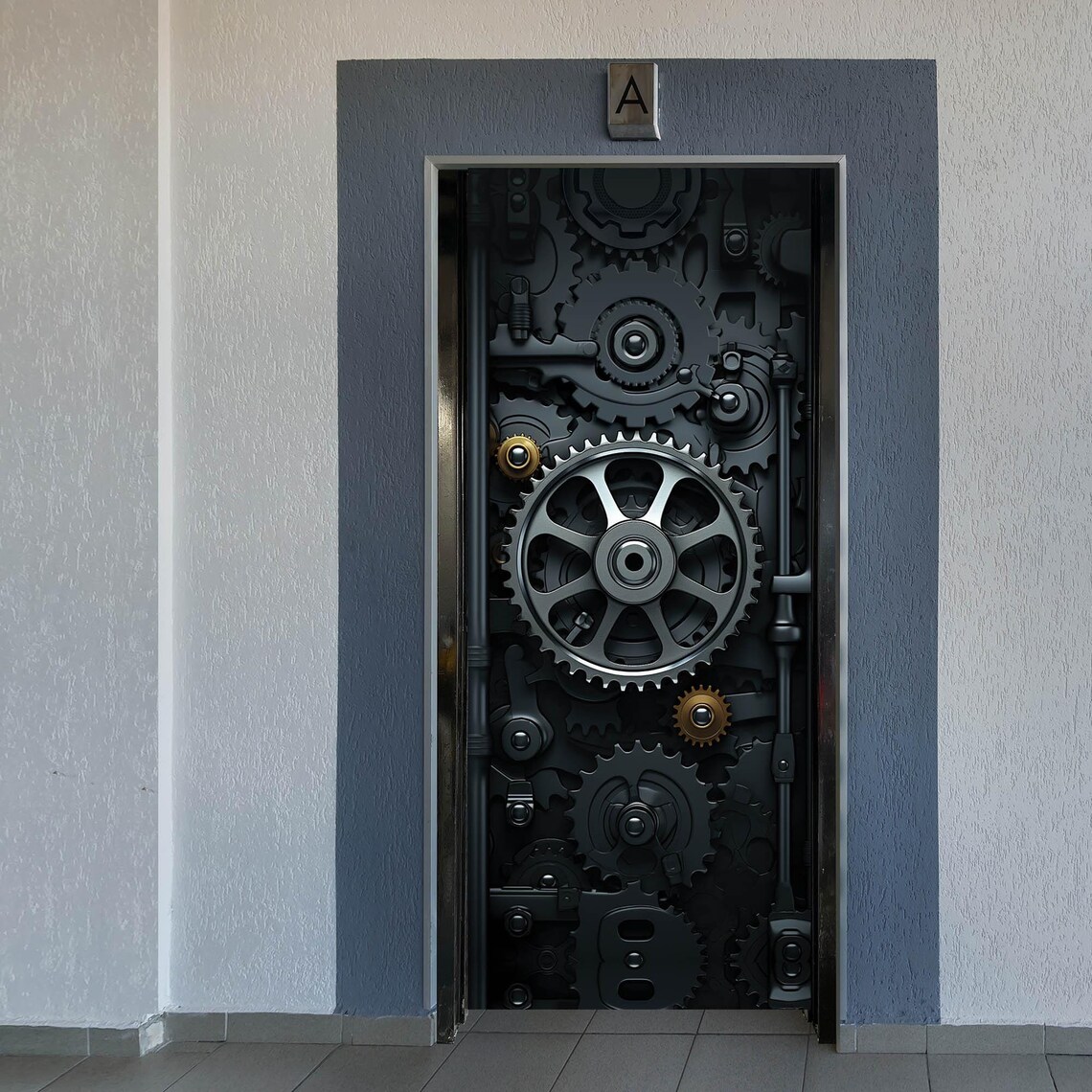 Door Mural - Sci Fi Armoured Bunker, Gateway. Decal for Window, Wall ...