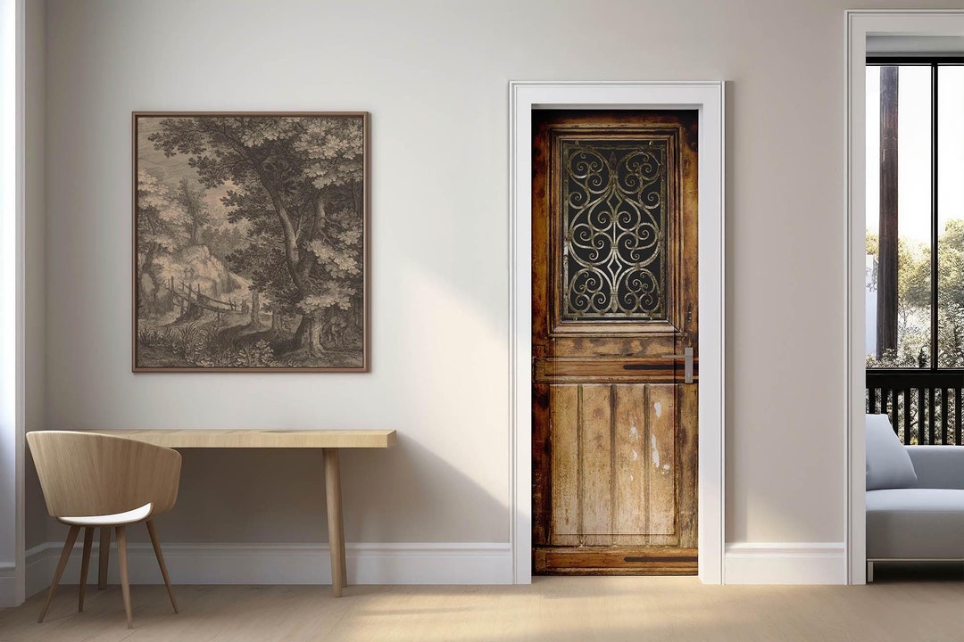 Old Wooden Door Vinyl Mural, Peel Stick Castle Entrance Cover ...