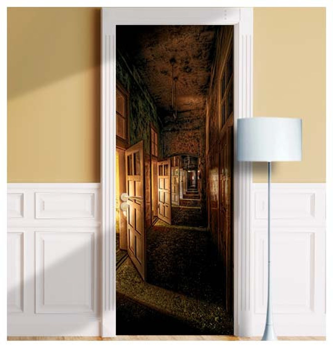 Brown Corridor, Hall - Mural for Door, Wall, Fridge, Sticker, Peel and ...