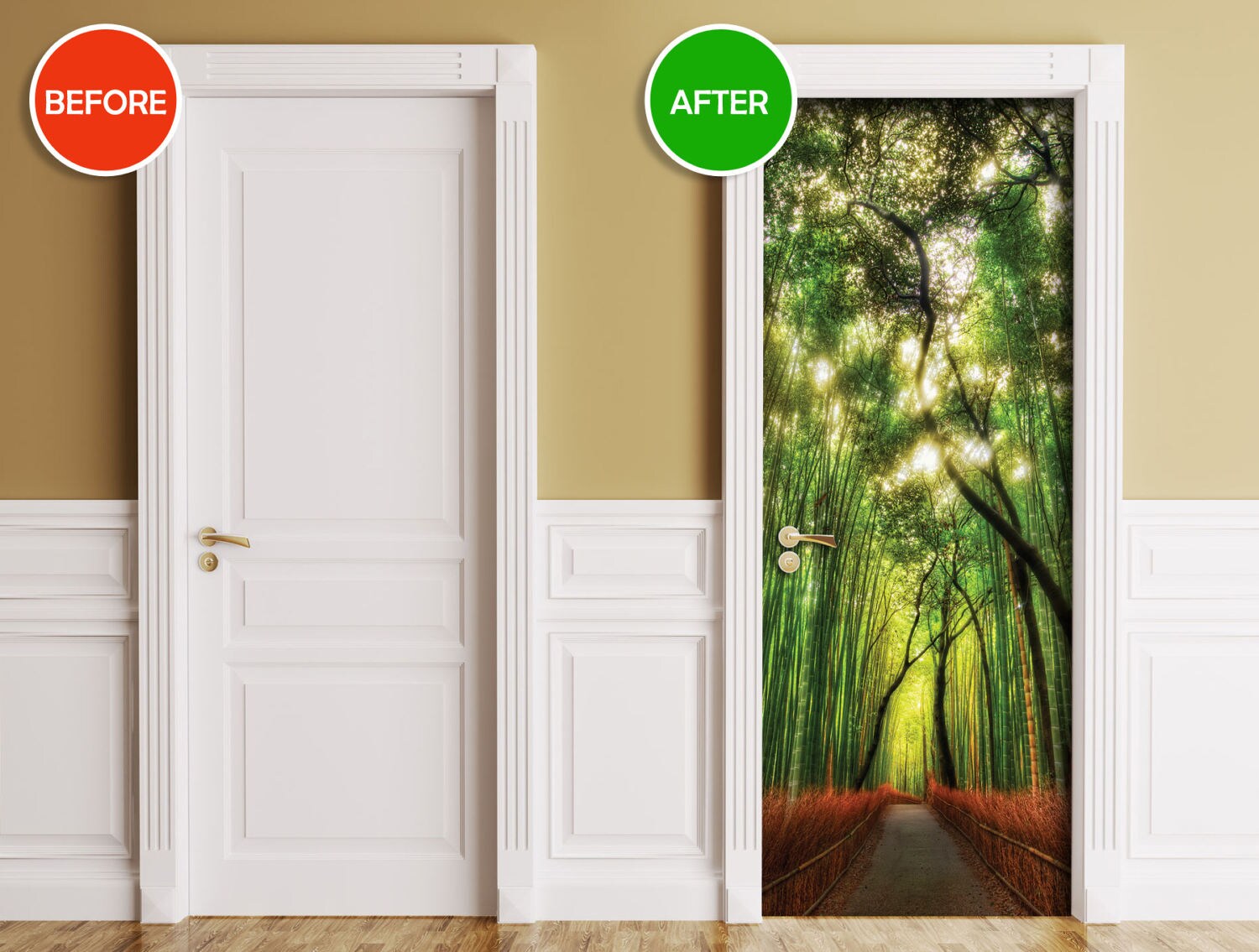 Bamboo Alley Self-Adhesive Door Cover Sticker sold by Aly Elziny | SKU ...