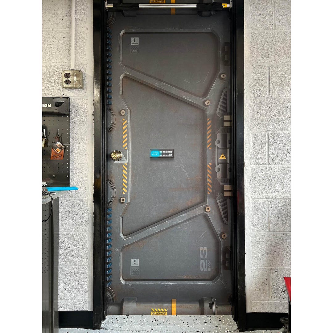 Door Mural - Sci Fi Armoured Bunker, Gateway. Decal for Window, Wall ...