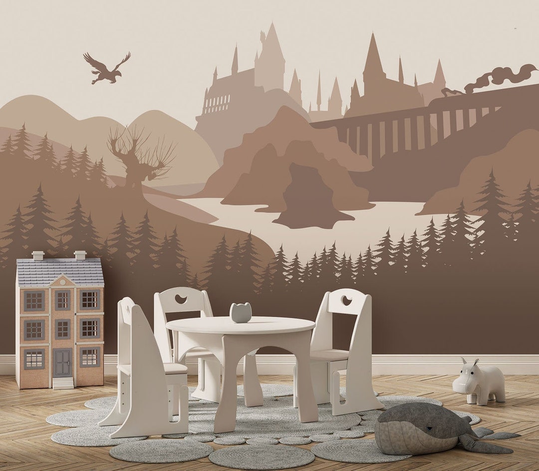 View on the Wizards' Castle in the Beige Self-adhesive Removable Mural ...