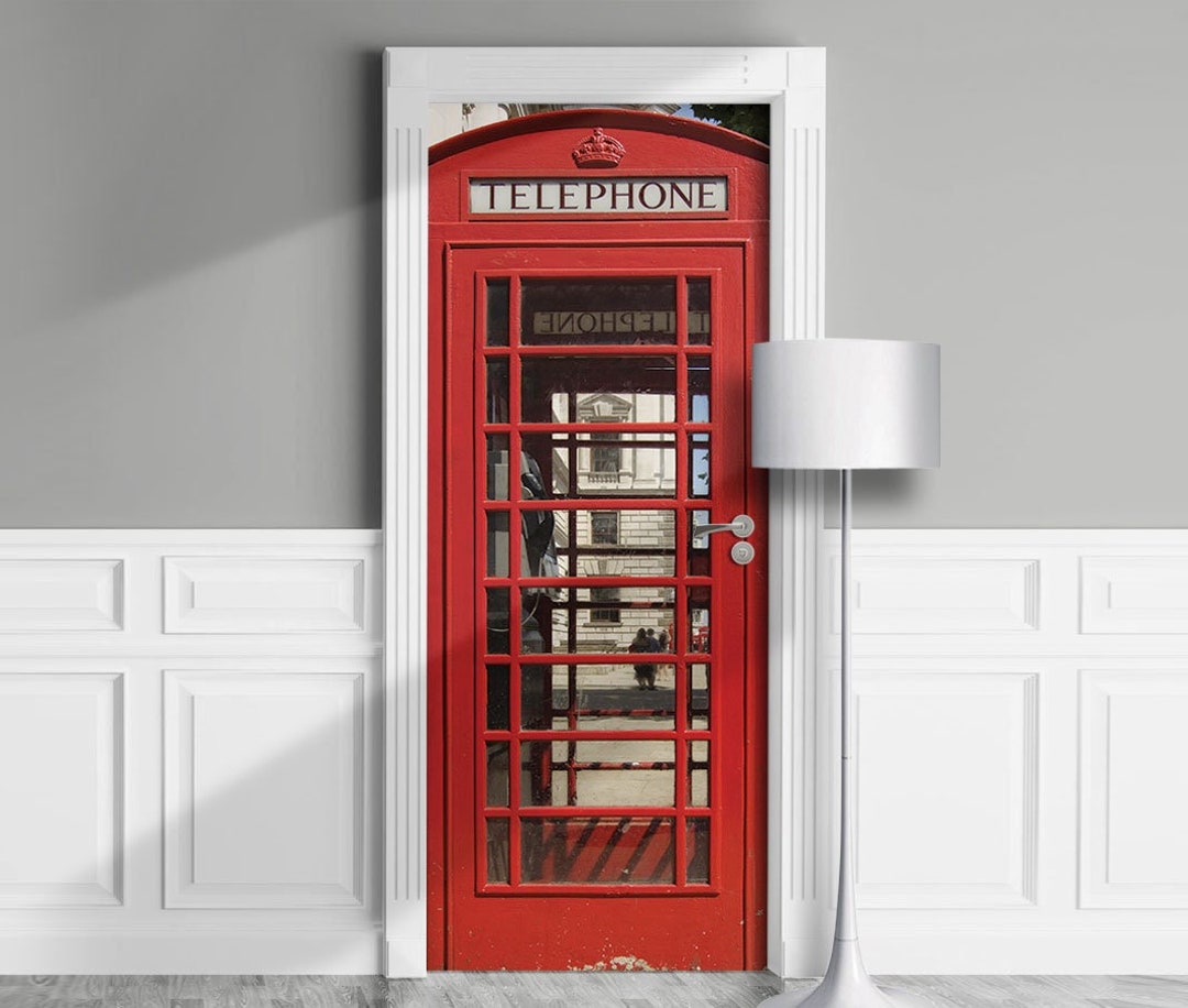 Phone Box Door Mural - London Telephone Booth Decal. Peel and Stick ...