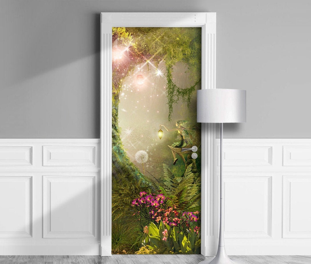 Magic Forest With Elf - Door Mural, Removable Decal, Self-adhesive ...