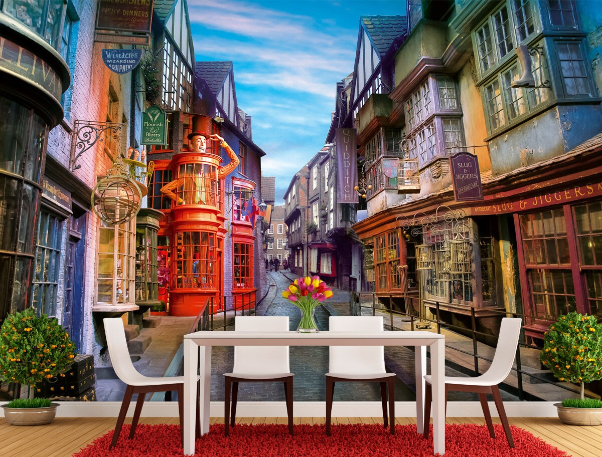 Wizards Alley Wall mural. Vinyl self adhesive wallpaper | Etsy