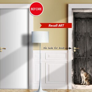 Cat in Door Mural for Door, Wall, Fridge, Sticker, Skin, Cover, Wrap ...